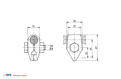 Catenary wire dropper clamp: Komponentenkatalog