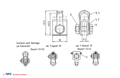 Catenary wire dropper clamp: Komponentenkatalog